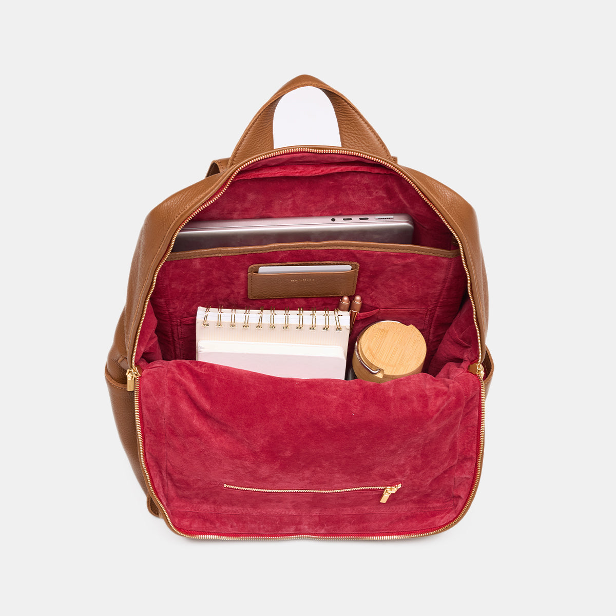 Montana Backpack | Mahogany Pebble/Brushed Gold Red Zip | XL ...